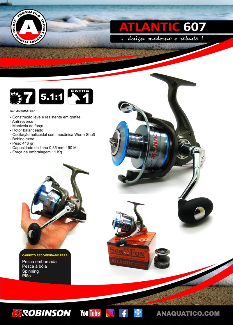 CARRETOS : ROBINSON ATLANTIC 607 BB 6+1 / Drag 11Kg / R 5.1:1