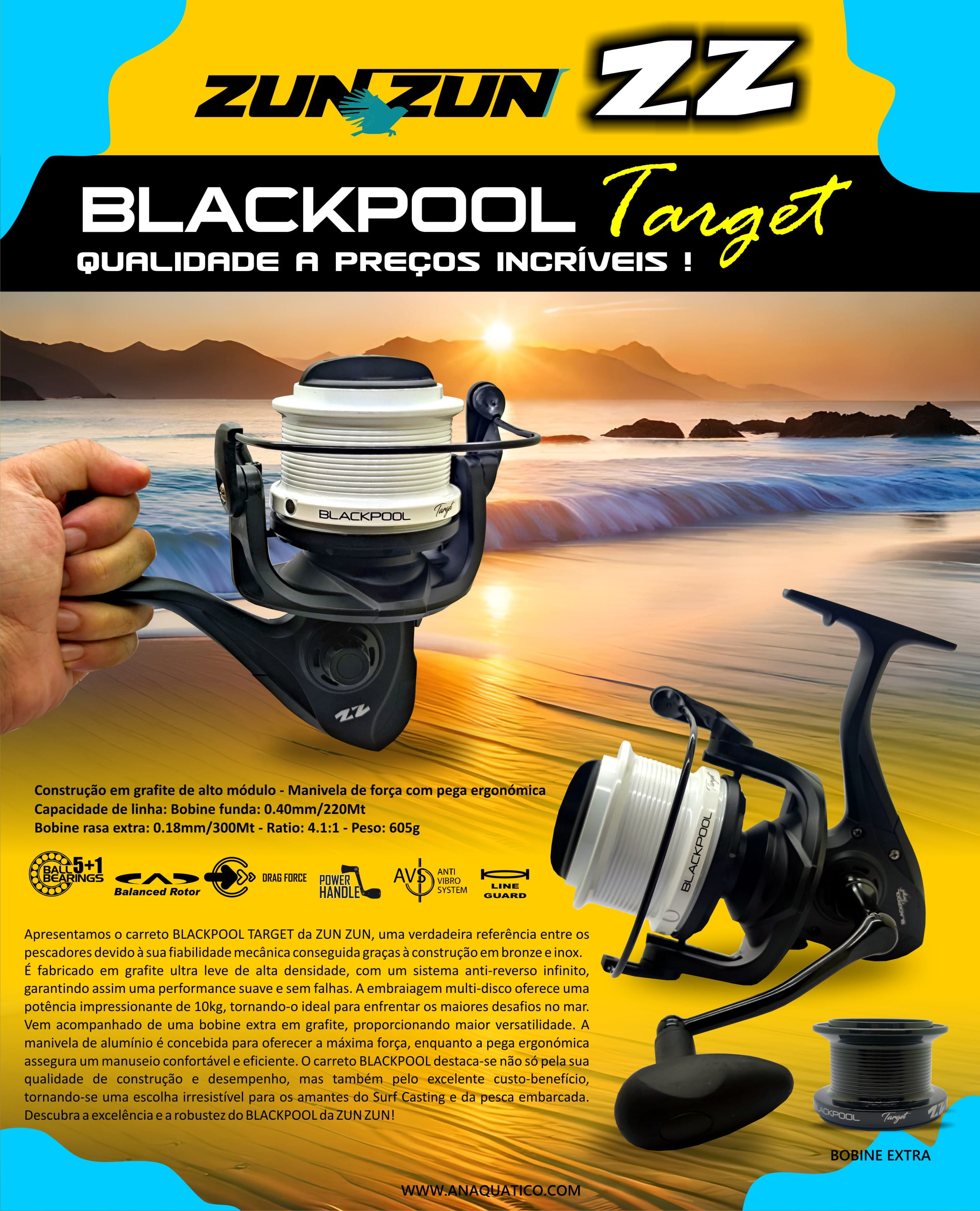 CARRETOS : CARRETO ZUN ZUN BLACKPOOL TARGET EDITION - BB 6 / Drag 10Kg ...