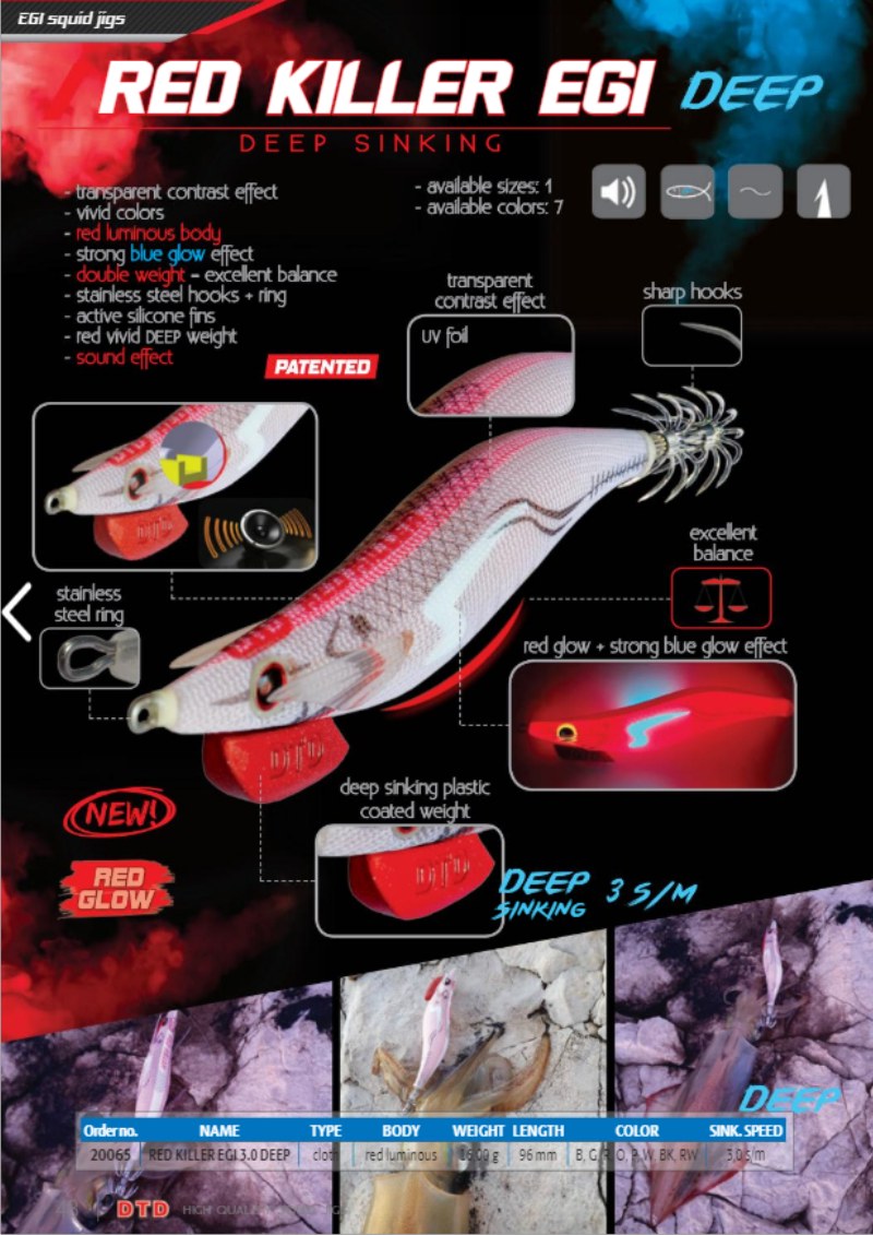 TONEIRAS / SQUID JIGS : DTD RED KILLER - 3.0 / 16GR - GREEN