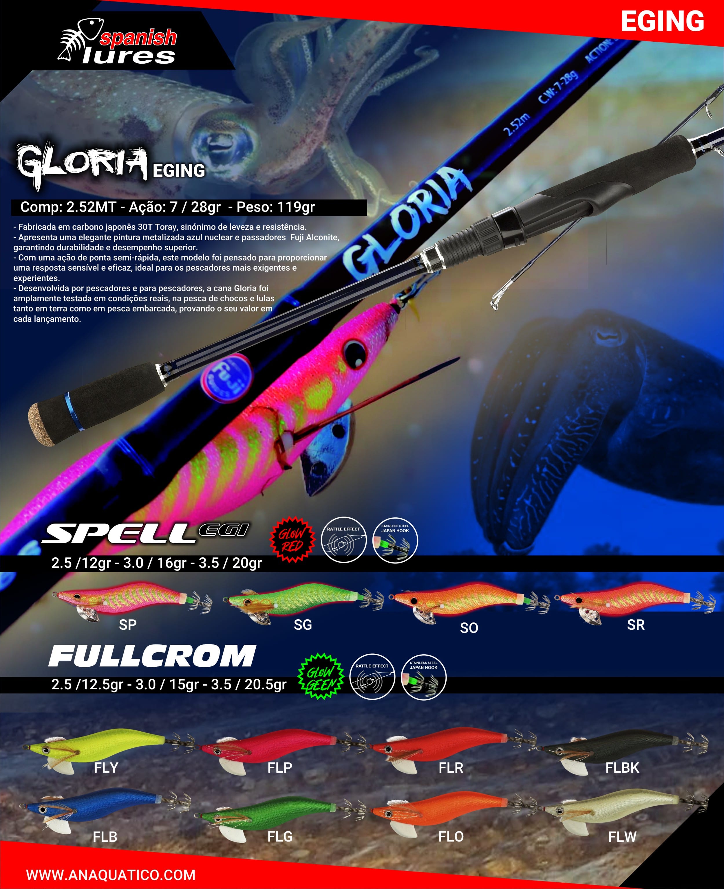 TONEIRAS / SQUID JIGS : SPELL EGI SPANISH LURES 3.0/ 16GR - COR SO