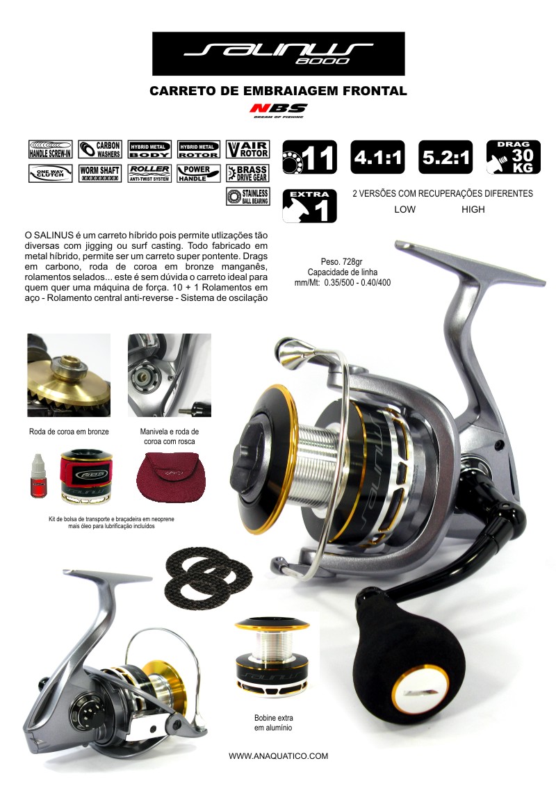 CARRETOS : NBS SALINUS HI 10+1 BB / Drag 30Kg / R5.2:1