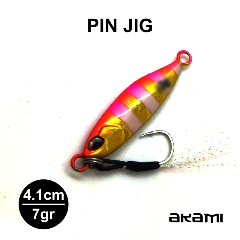 AMOSTRAS ZAGAIAS / JIGS : ZAGAIA AKAMI PIN JIG 4.1CM / 7GR COR ZEBRA GOLD